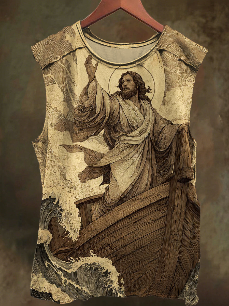 Unisex Jesus' Boat Print Casual Cotton Tank Top – joliecloth
